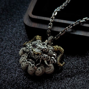 The Chinese Myth Animal Gluttony Pendant Silver Necklace Monster ...