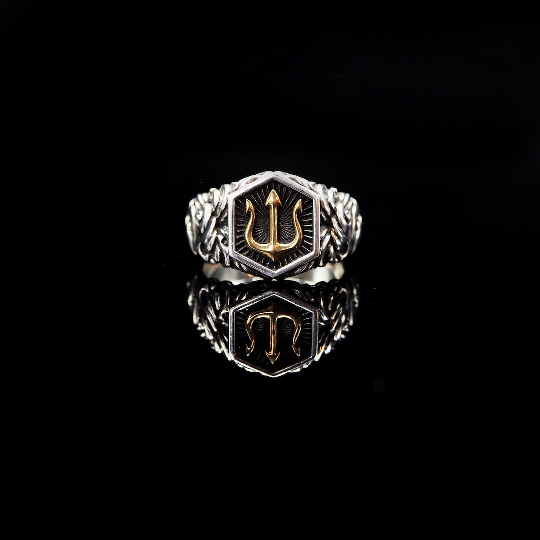 The Trident Waves Silver Ring Men's Ring Women's Ring Waves Ring Sea ...