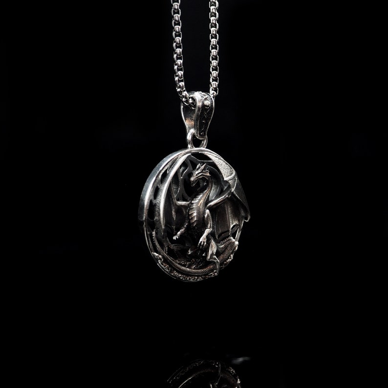 Dragon Pendant Sterling Silver Pendant Silver Jewelry Mens - Etsy