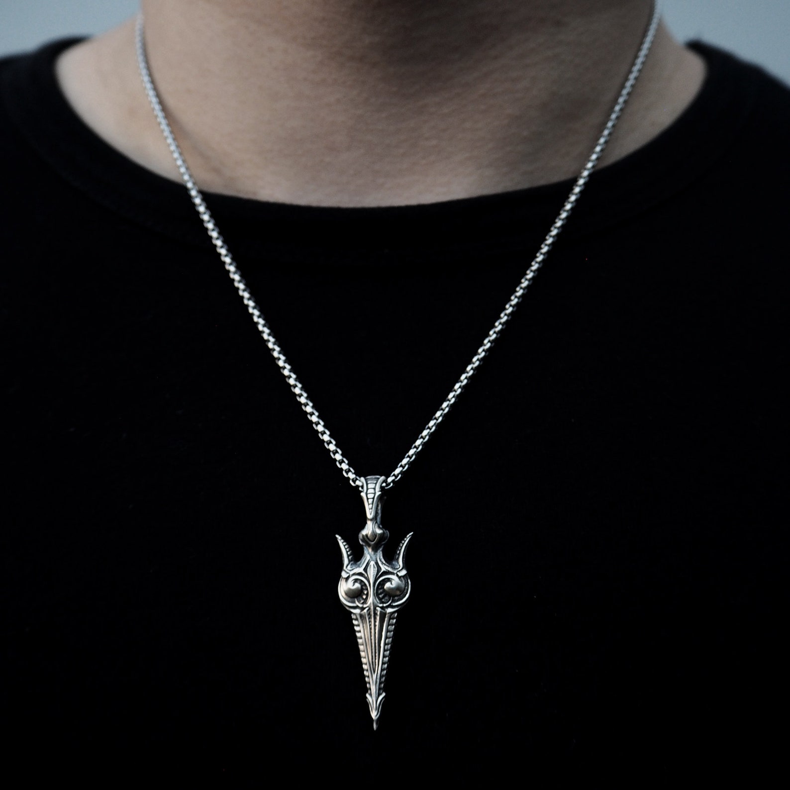 H.r.giger Stlye Gungnir Pendant Sterling Silver Pendant Silver - Etsy