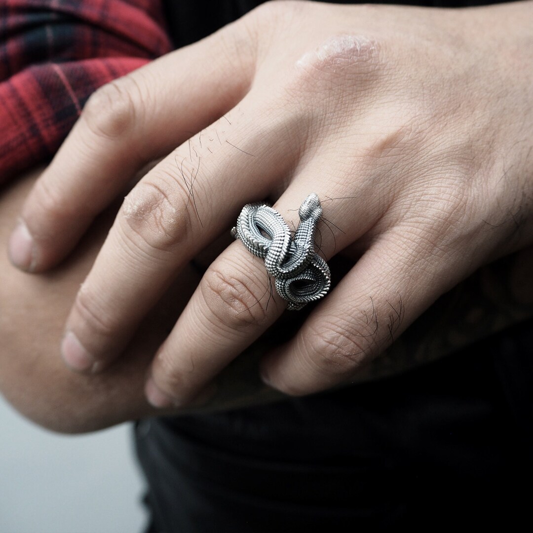 Tree Pythons Silver Open Ring Men's Ring Women's Ring Biker Ring ...