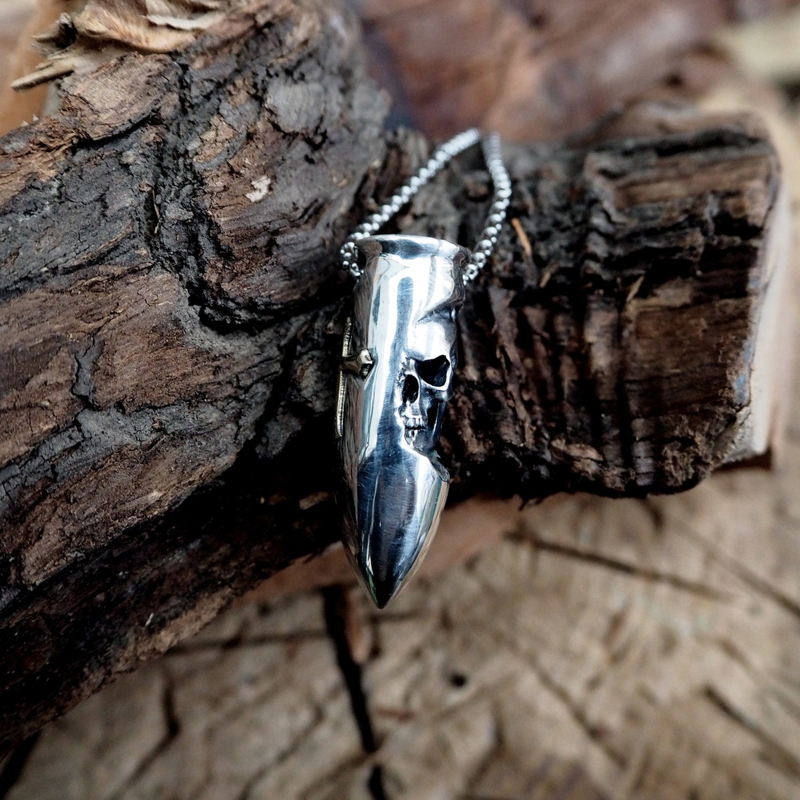 Skull Bullet Pendant Sterling Silver Pendant Silver Jewelry - Etsy