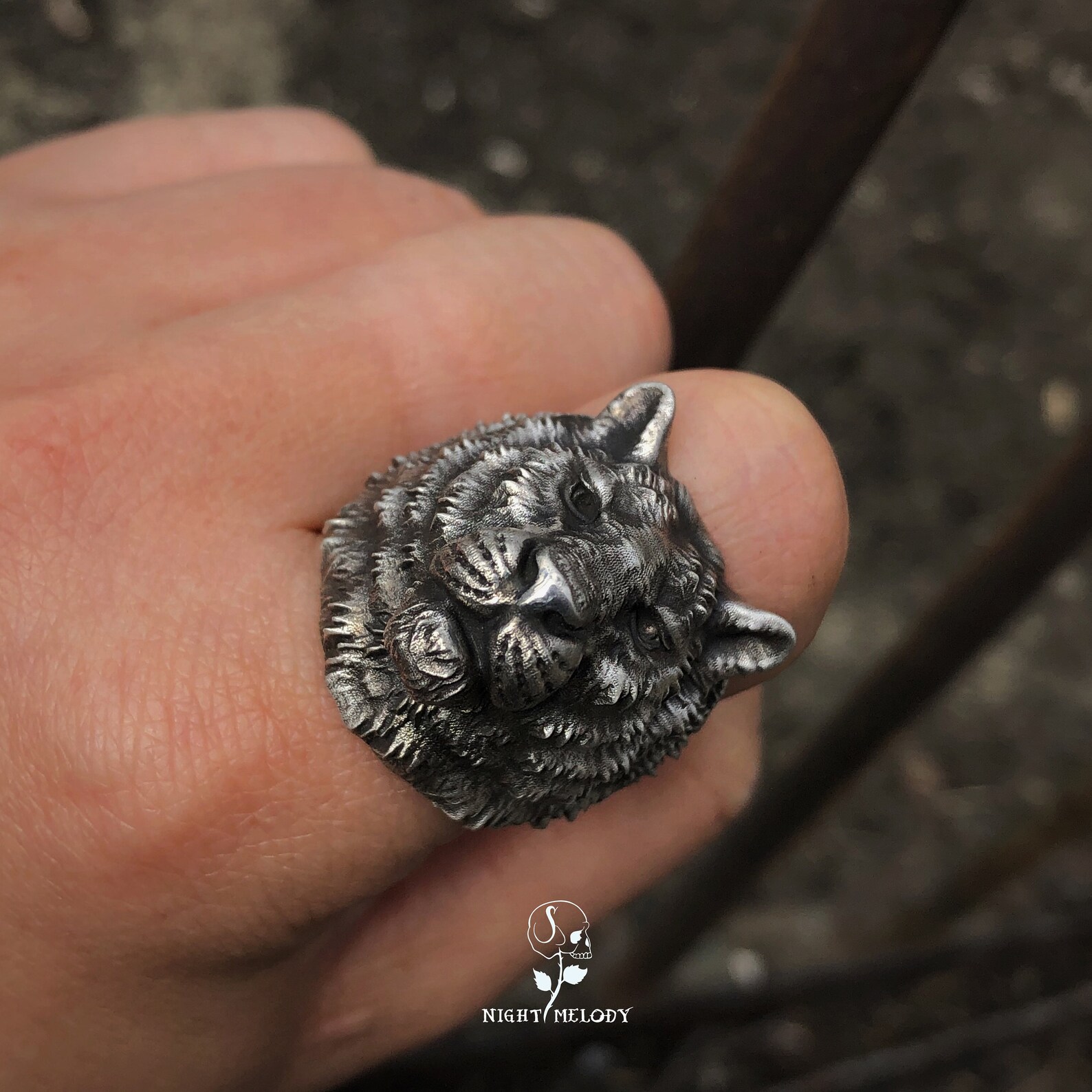 Tiger Sterling Silver Ring Silver Jewelry Mens Ring Rock Ring - Etsy