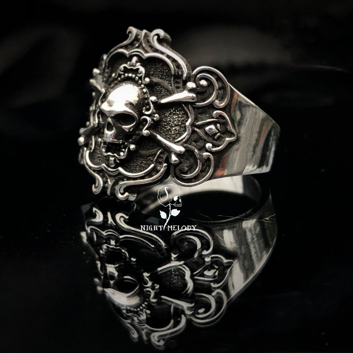Gothic Skull Sterling Silver Ring Silver Jewelry Women's - Etsy