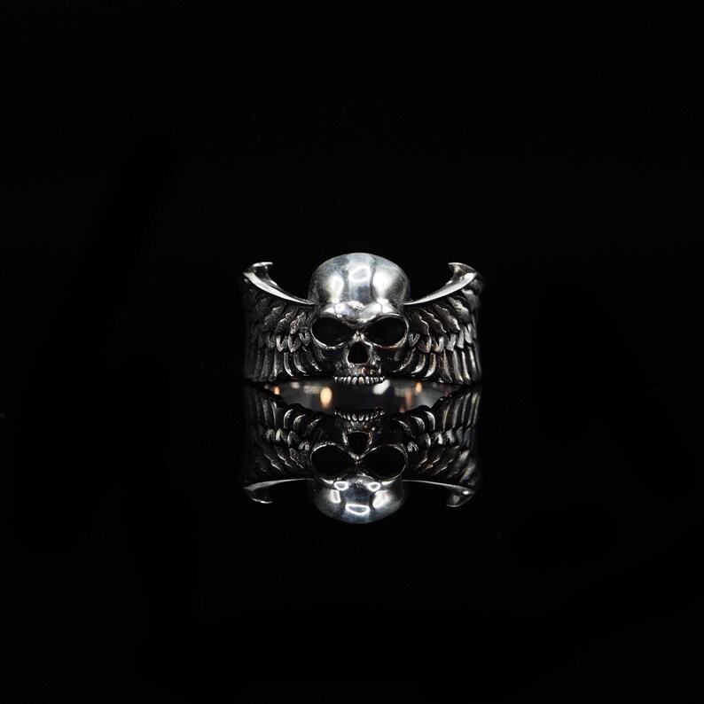 Dark Angel Skull Sterling Silver Ring Silver Jewelry Man's - Etsy
