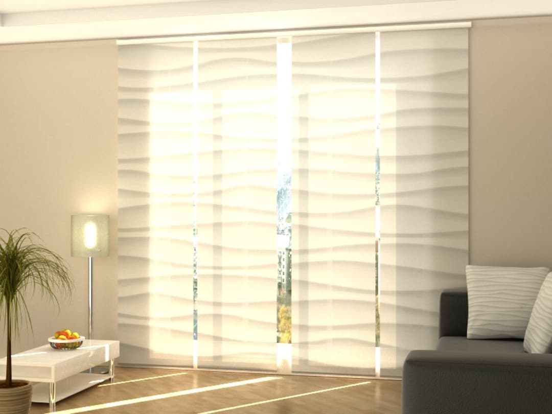Sliding Panel Curtains for Sliding Glass Door, Set of 4 Panel Track ...