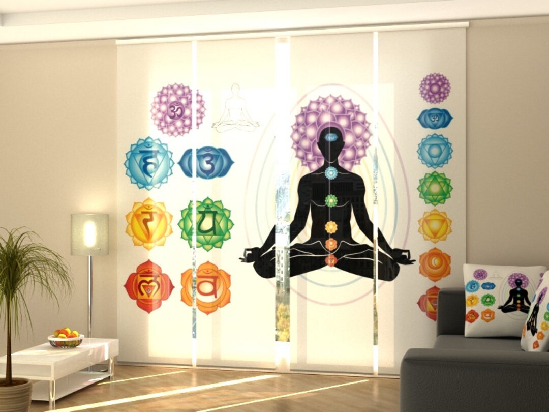 4 Sliding Panel Curtains for Yoga Center, Vertical Blinds for Patio ...