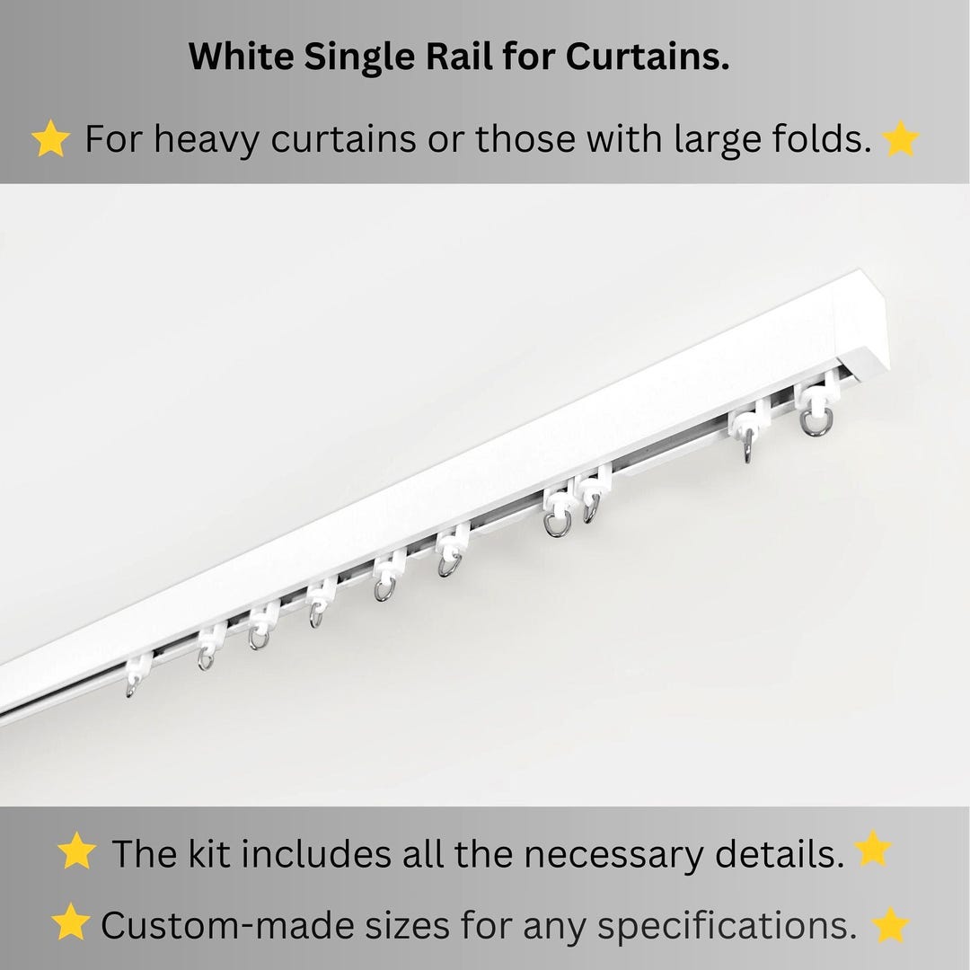 White Ceiling-mounted Curtain Rail – Custom Size Track | Premium Single ...