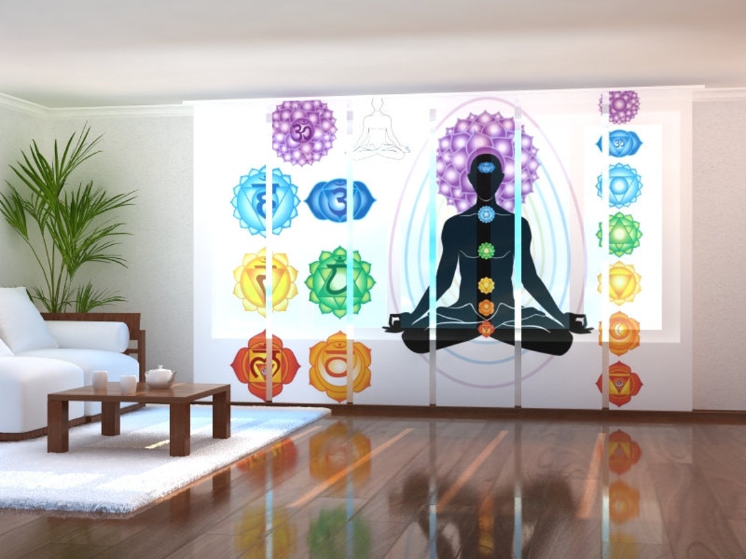 6 Room Divider Curtains for Yoga Center, Sliding Panel Curtains Panel ...