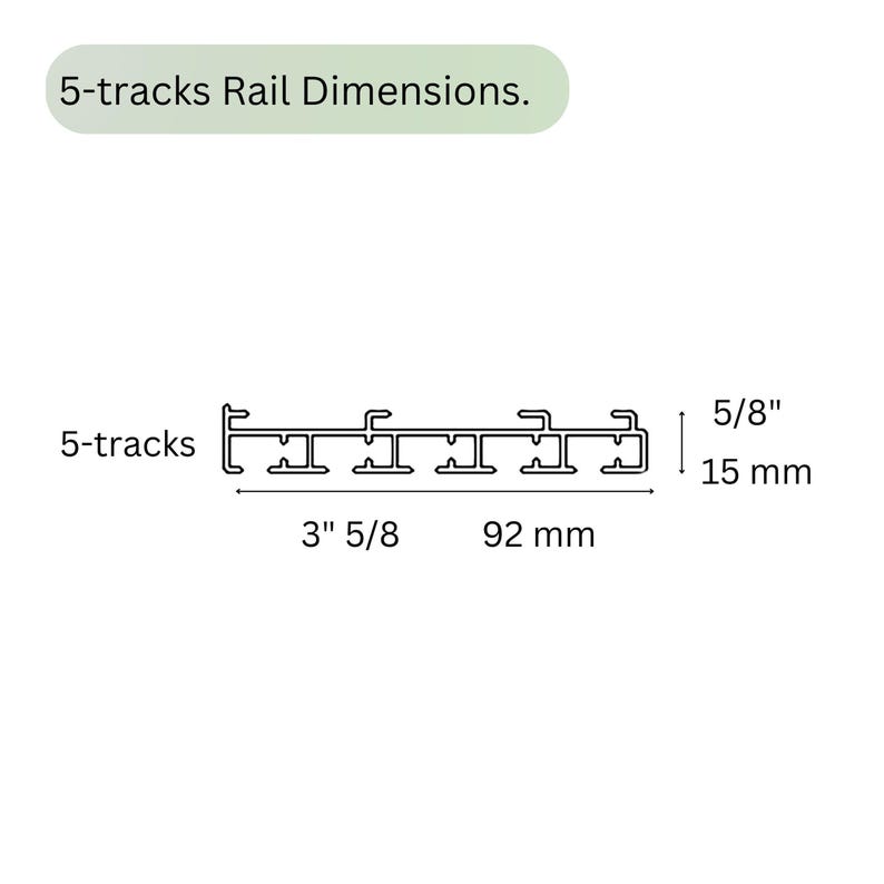 5-tracks Wall Rail Any Custom Size, Sliding Rails for Vertical Blinds ...