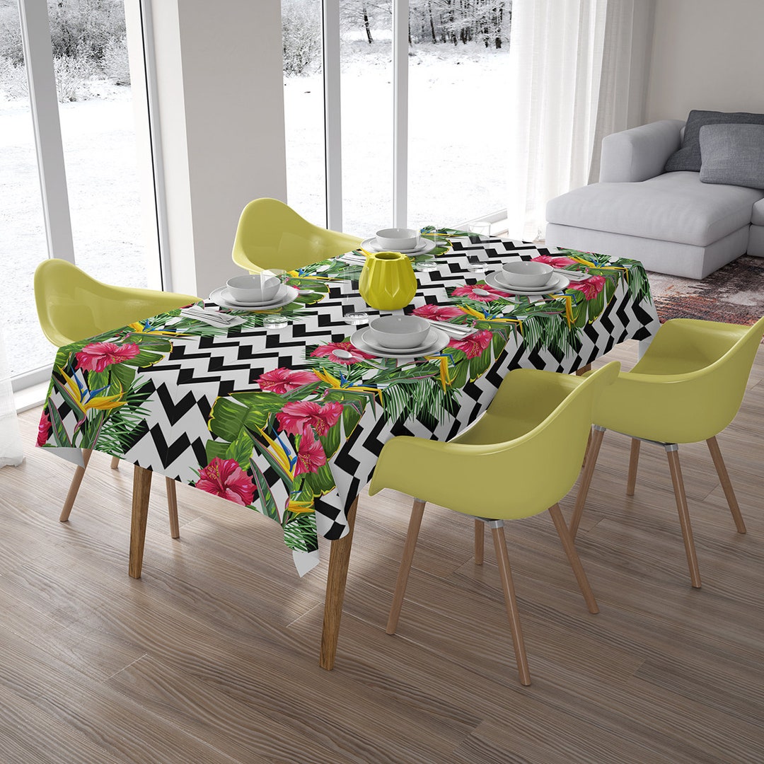 Tropical Tablecloth, Rectangle Tablecloth, Table Cover, Floral Table ...