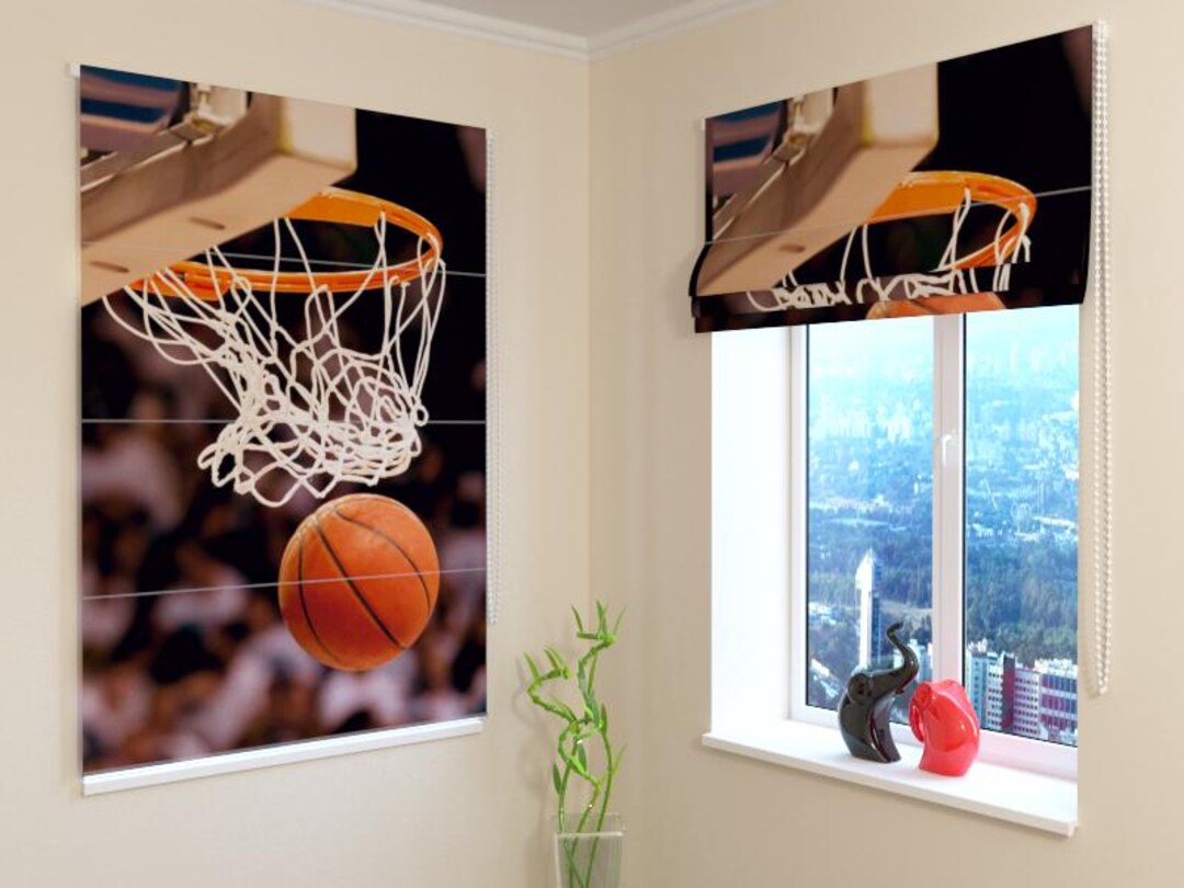 Custom Roman Shade: Blackout, Screen, or Silk - Basketball Print - Etsy