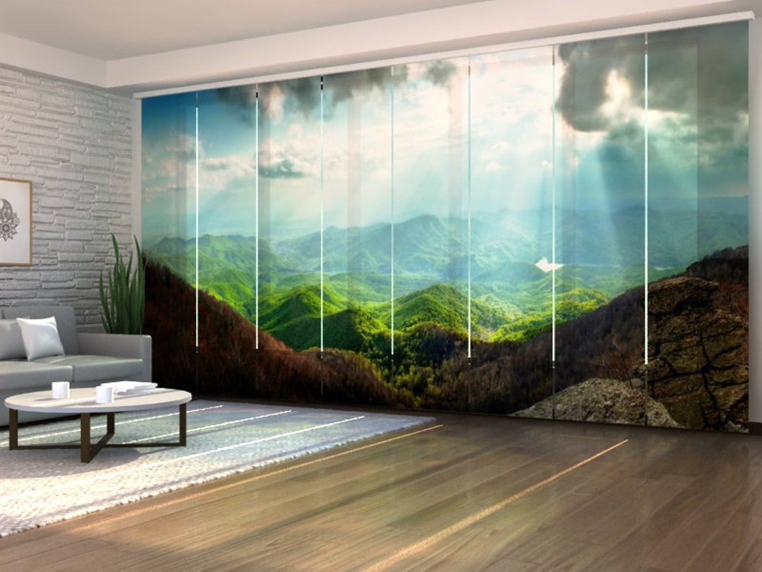 Sliding Panel Curtains for Sliding Glass Door, Set of 8 Panel Track ...