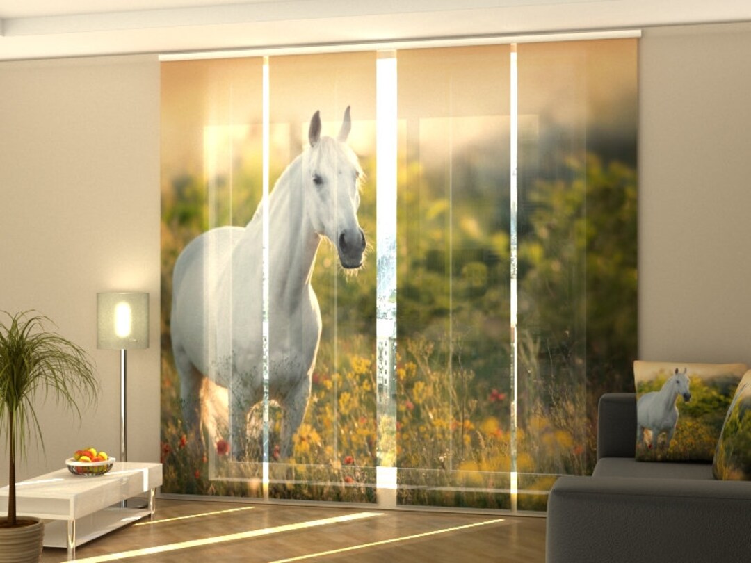 4 Sliding Vertical Blinds for Patio Door Living Room Horse Lovers Blind ...