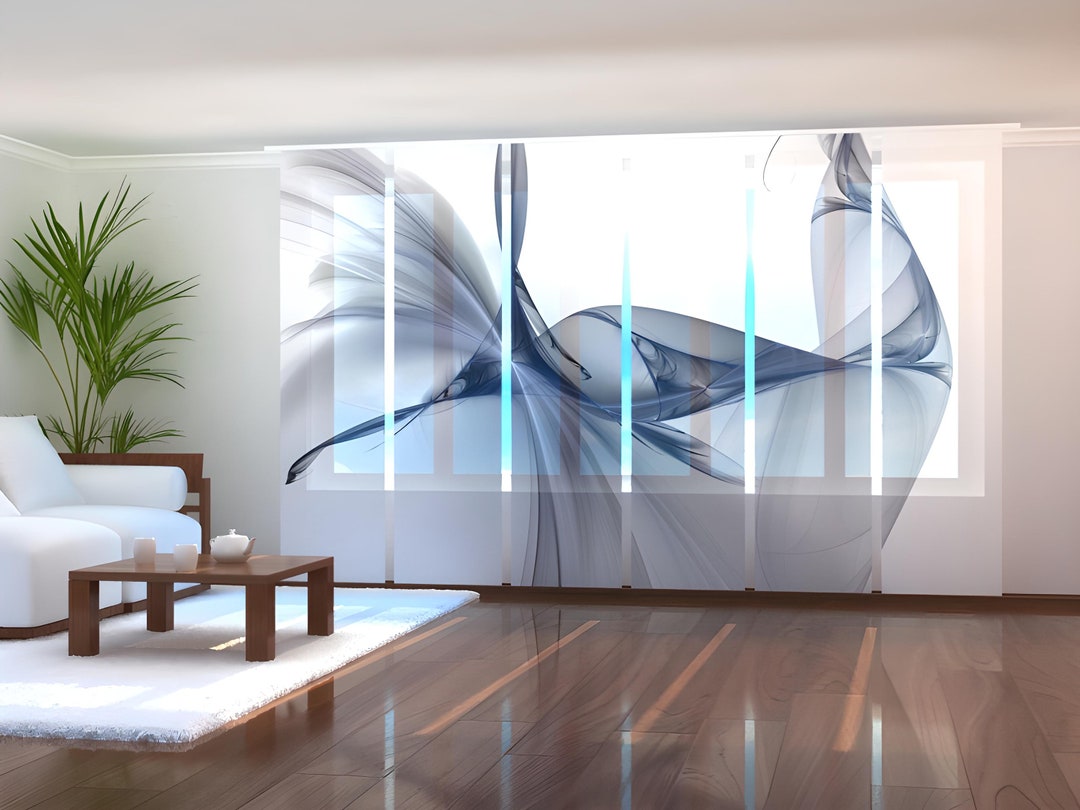 Sliding Panel Curtain Exquisite Black Abstraction, Set of 6, Vertical ...