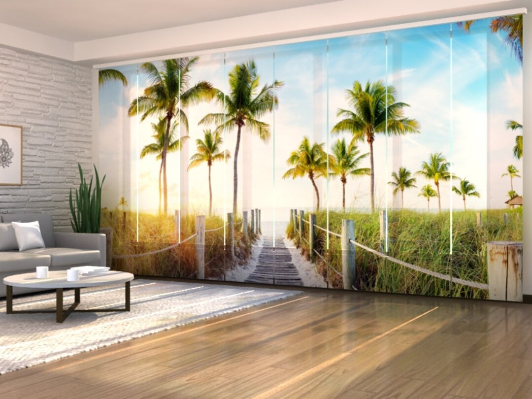 Sliding Panel Curtains for Sliding Glass Door, Set of 8 Panel Track ...