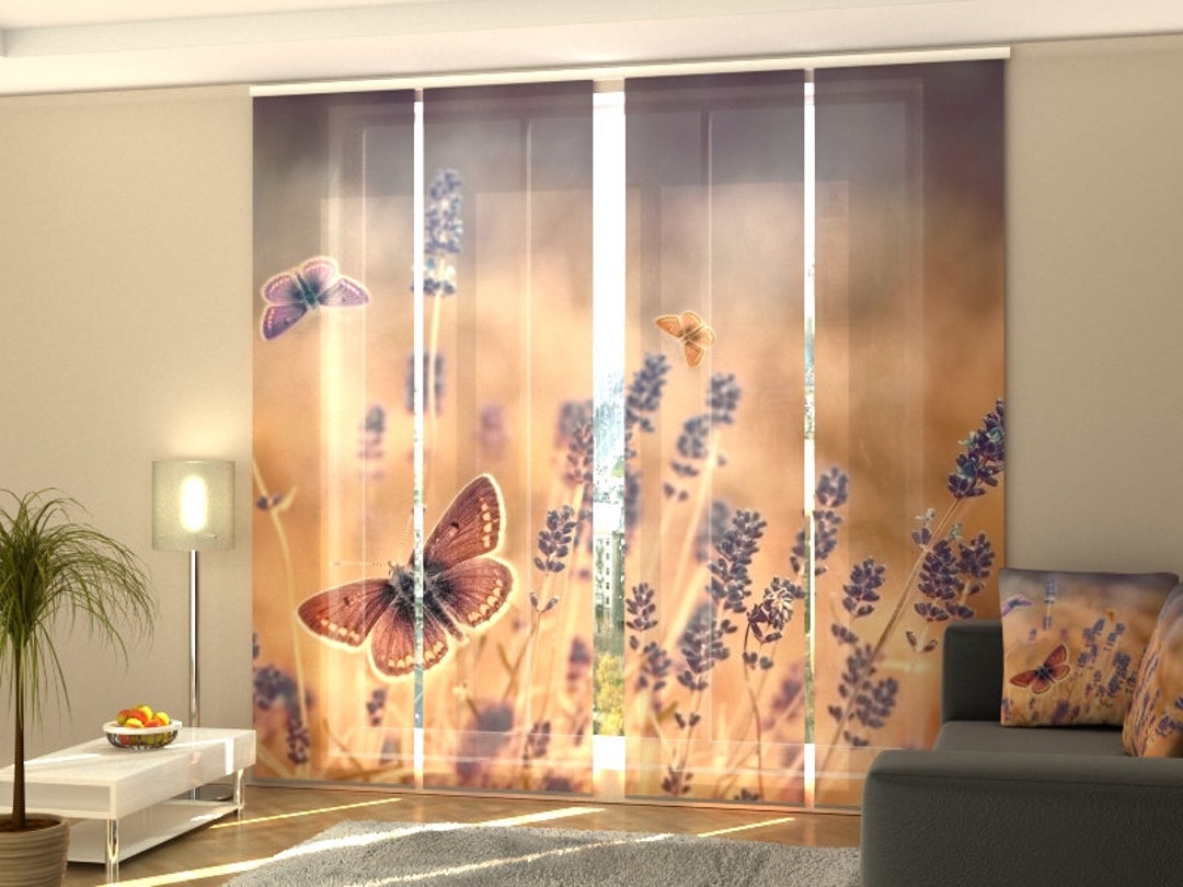 Sliding Panel Curtains for Sliding Glass Door, Set of 4 Panel Track ...