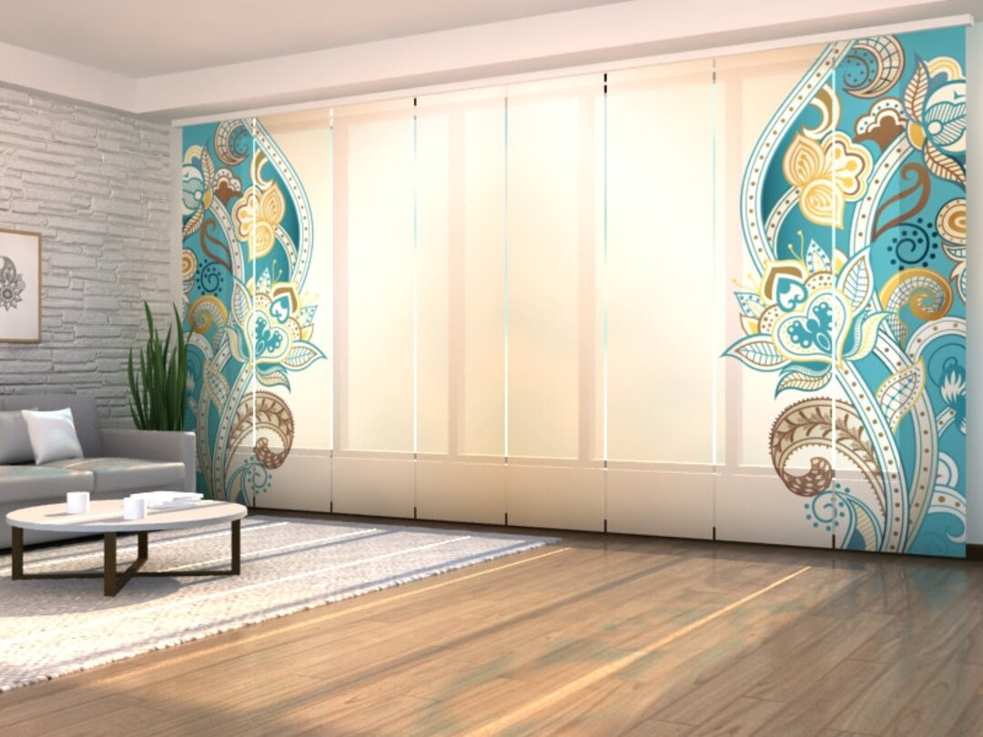 Sliding Panel Curtains for Sliding Glass Doors, 8 Panel Track Blinds ...