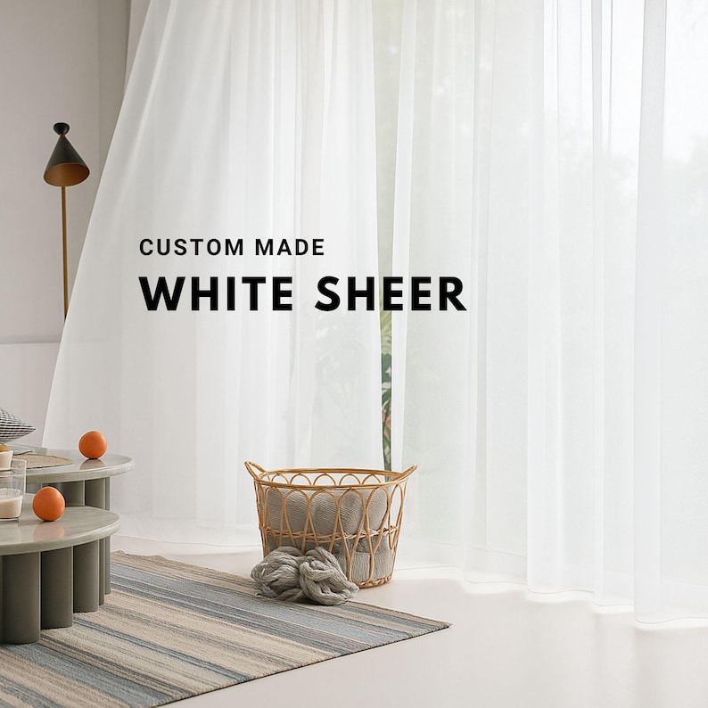 White Premium Sheer Curtain, Extra Wide Tulle Wave Curtain, White Voile ...