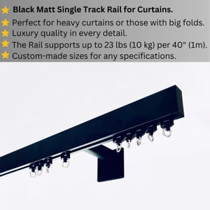 Metal Curtain Rail Track, Matt Black, Single Track, Wall Mounted ...