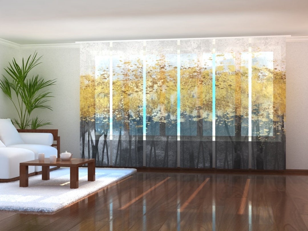 Sliding Panel Blinds Abstract Marble Forest, Set of 6 Vertical Blinds ...