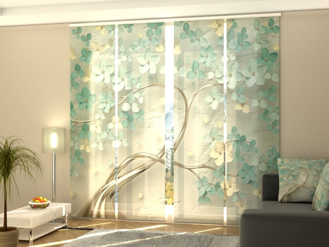 Sliding Panel Curtains for Patio Door Covering, 4 Panel Track Blinds ...