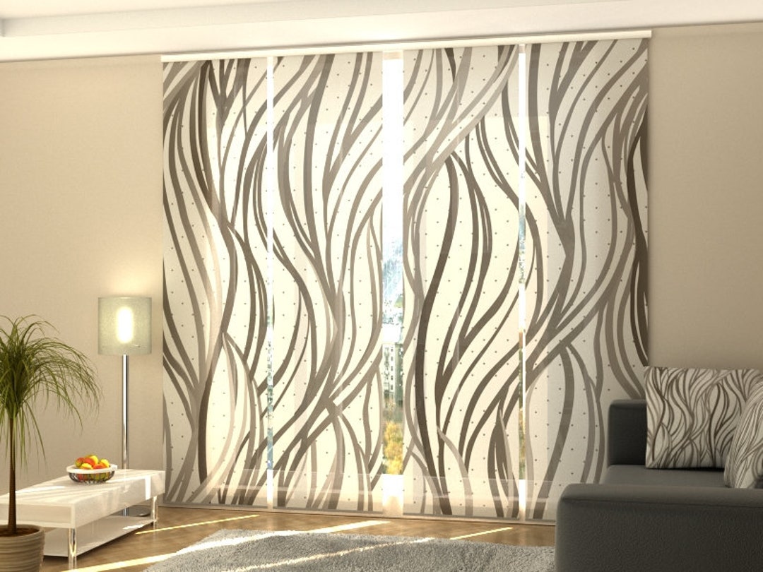 Sliding Panel Curtains for Sliding Glass Door, Set of 4 Panel Track ...