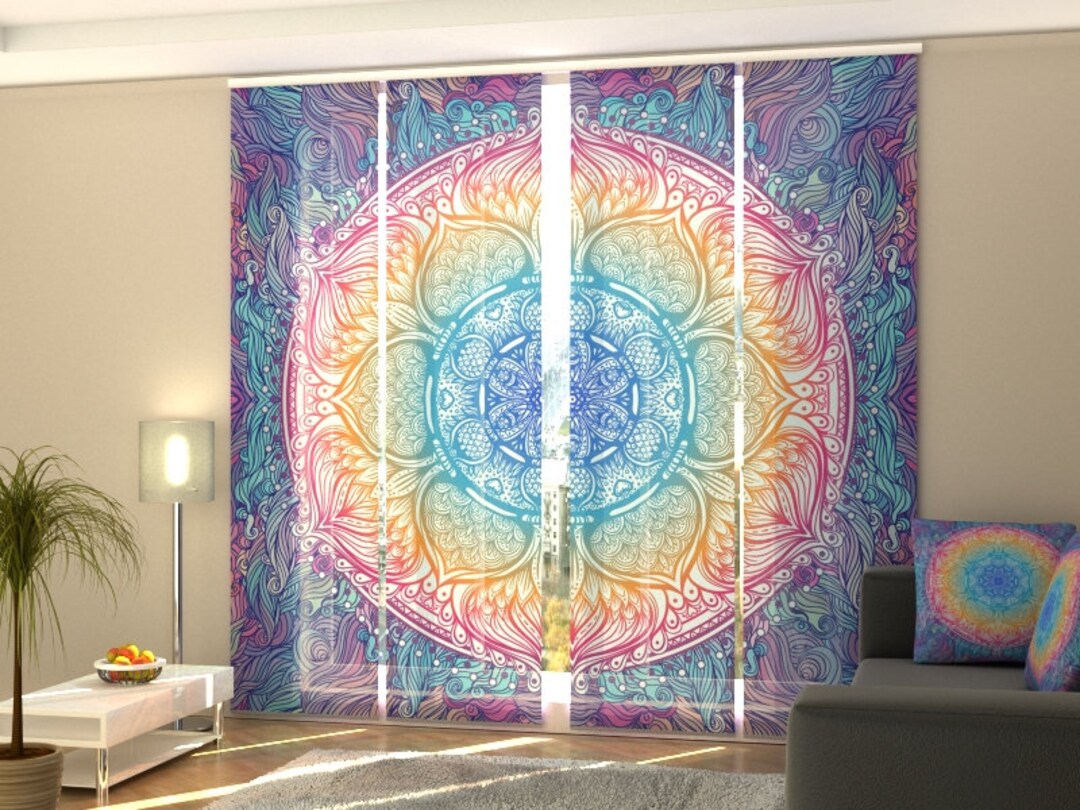 4 Sliding Panel Curtains for Yoga Center, Vertical Blinds for Patio ...