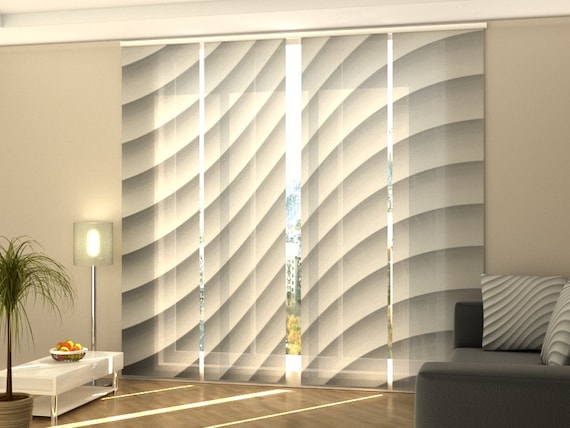 Panel blinds for sliding door store