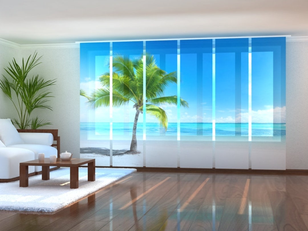 Sliding Panel Curtains for Sliding Glass Door, Set of 6 Panel Track ...