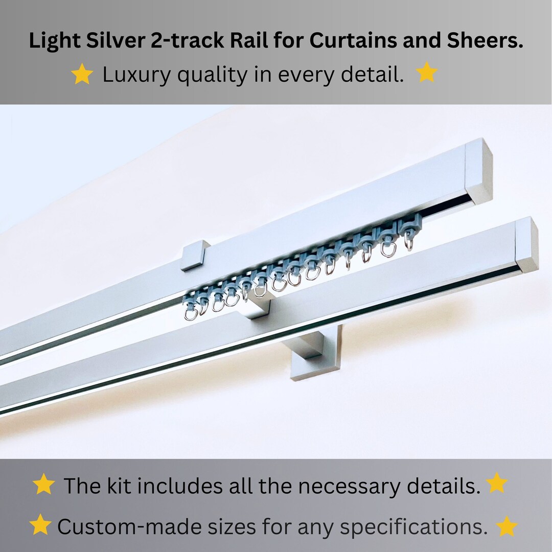 Lux Double Wall Curtain Track: Custom Sizes, Two-ways Track Rail for ...