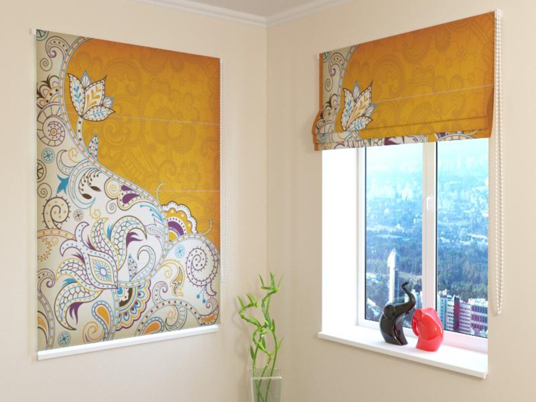 Custom Floral Abstract Roman Shade: Blackout, Screen, or Silk - Etsy