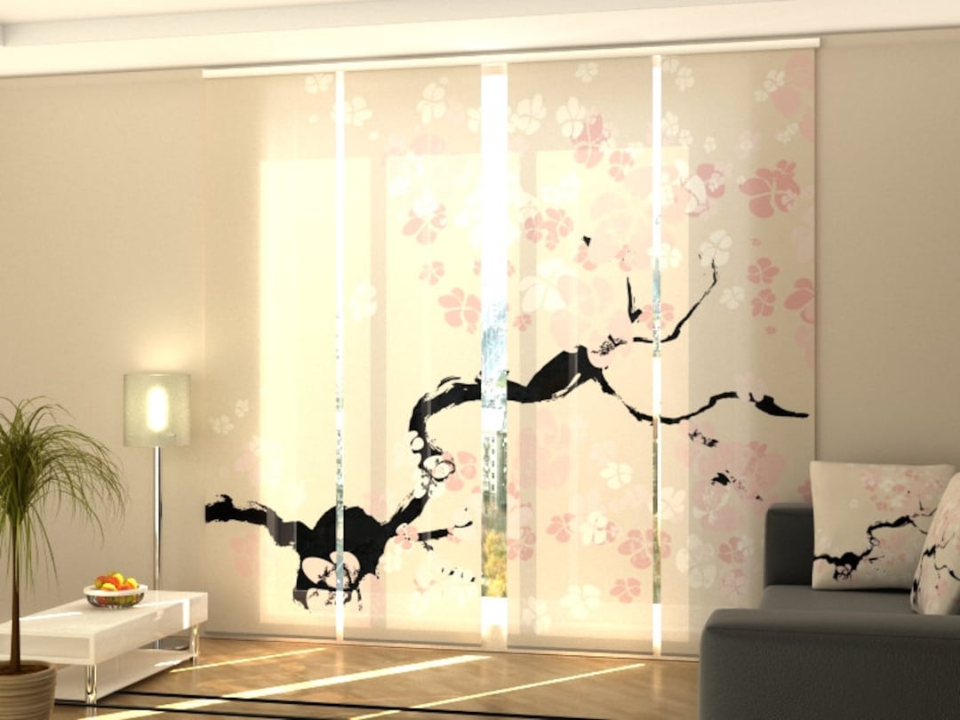 Sliding Panel Blinds Abstract Cherry Blossom, Set of 4, Vertical Blinds ...