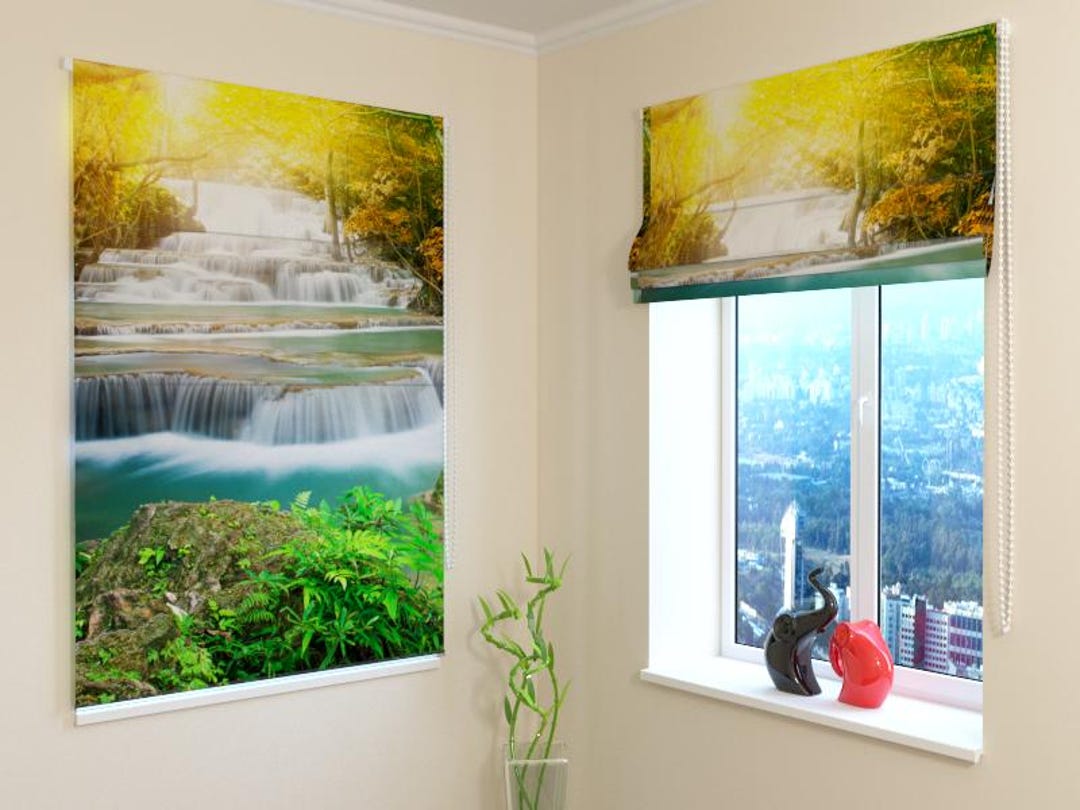 Custom Autumn Waterfall Roman Shade: Blackout, Screen, or Silk - Etsy