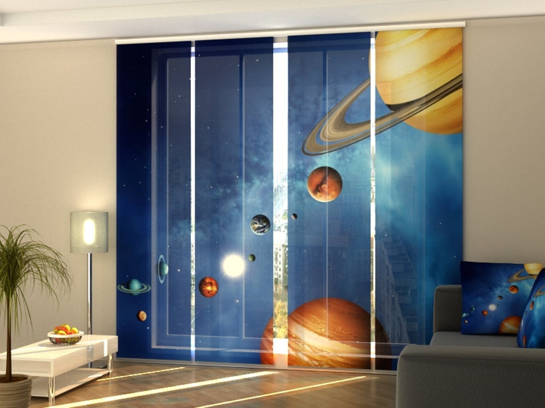 Sliding Panel Curtains Solar System, Set of 4 Vertical Blinds for ...