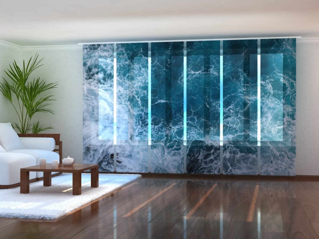 Sliding Panel Curtain Amazing Ocean Waves, Set of 6 Vertical Blinds for ...