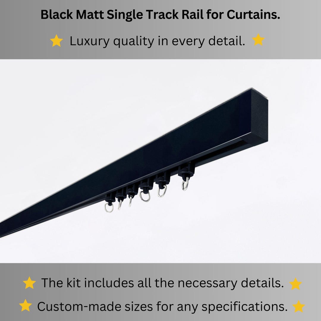 Single Black Matte Curtain Rail: Custom Sizes, Premium Quality, Ceiling ...