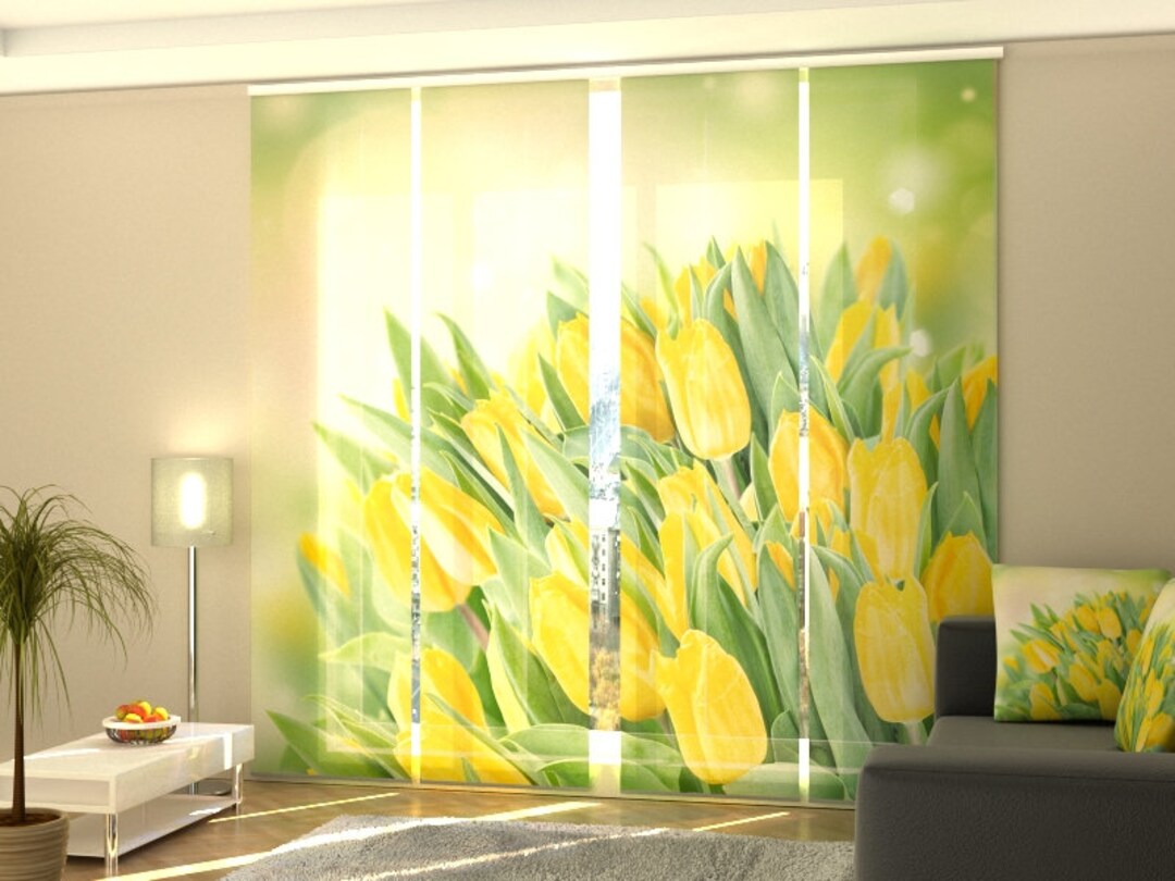 Sliding Panel Curtains for Sliding Glass Door, Set of 4 Panel Track ...