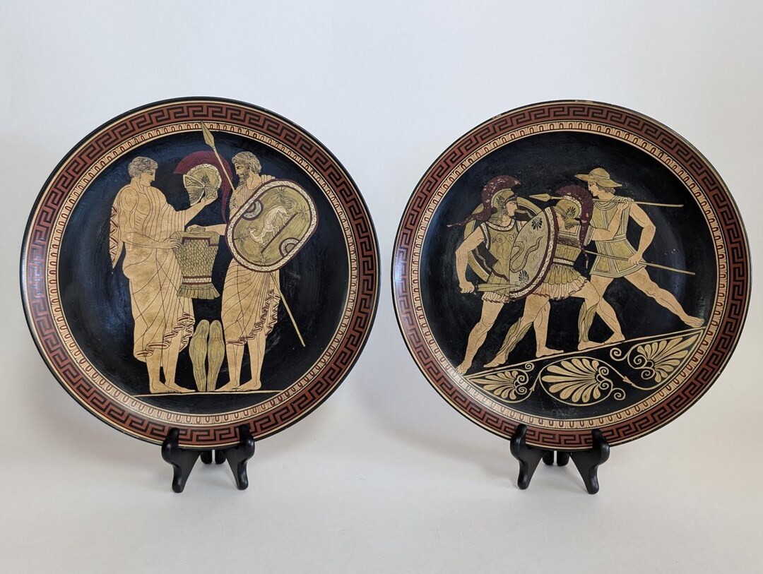 Vintage Pair of Decorative Greek Plates 12.5 Diameter - Etsy