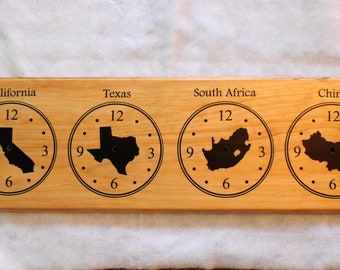 3 Time Zone Clock - Etsy