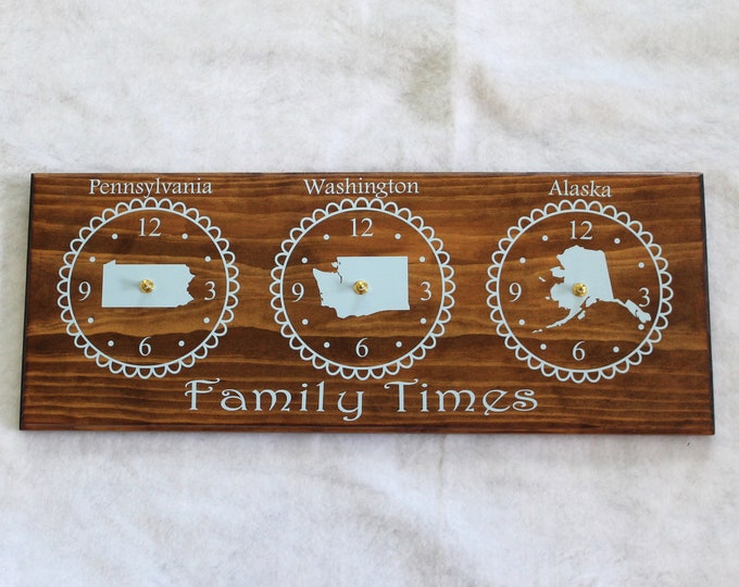 Custom Time Zone Clock, Two Time Zone Clock, 3 Time Zone, Family Clock ...