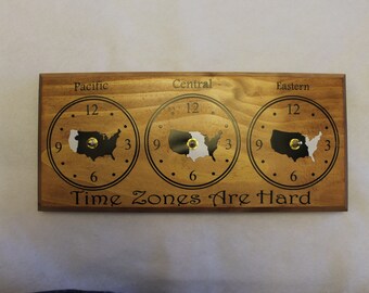3 Time Zone Clock - Etsy