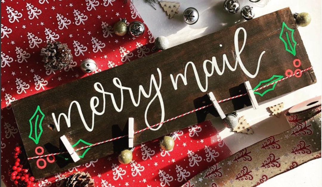 Merry Mail Sign for Christmas Cards - Etsy