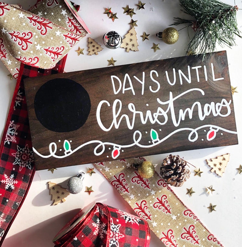 Christmas Countdown Sign With Chalk Circle I Holiday Mantle Sign, 5.5 X ...