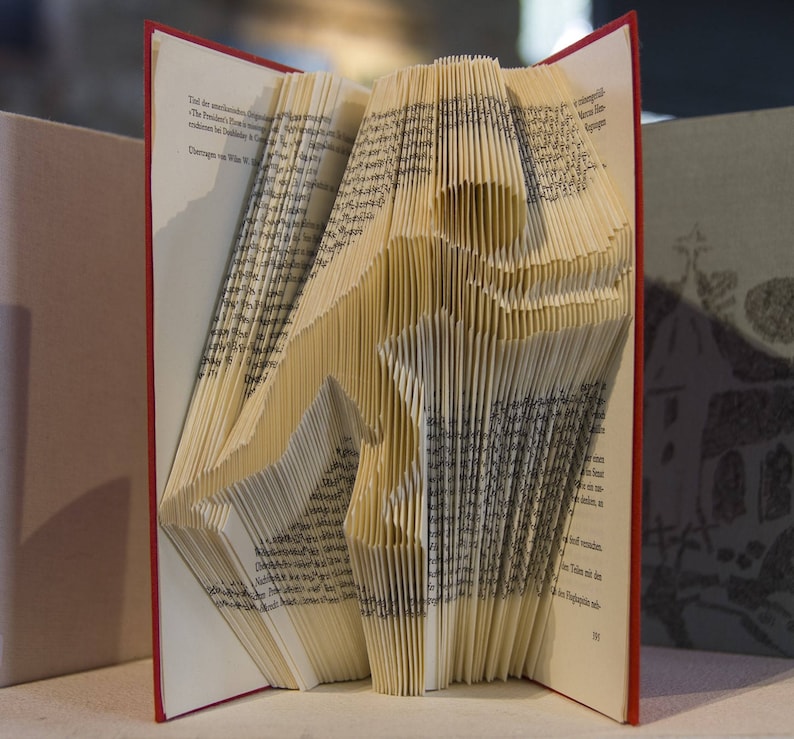 PUSHING MAN Folded Book,book Holder,book Art,unique Gift, Paper Art ...