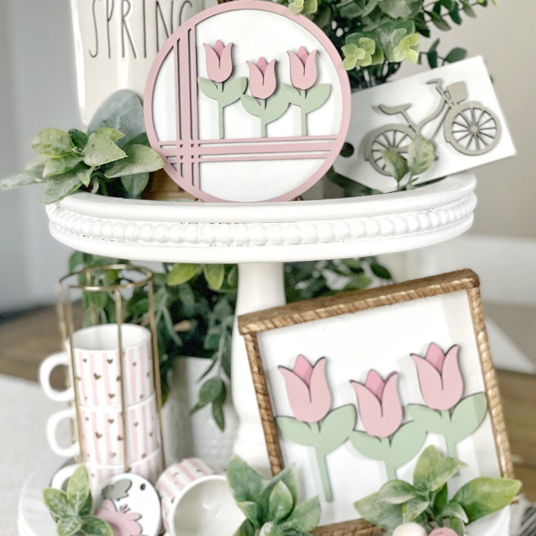 Spring Tulip Sign, Pastel Tulip Decor, Tulip Wood Sign, Spring Home ...