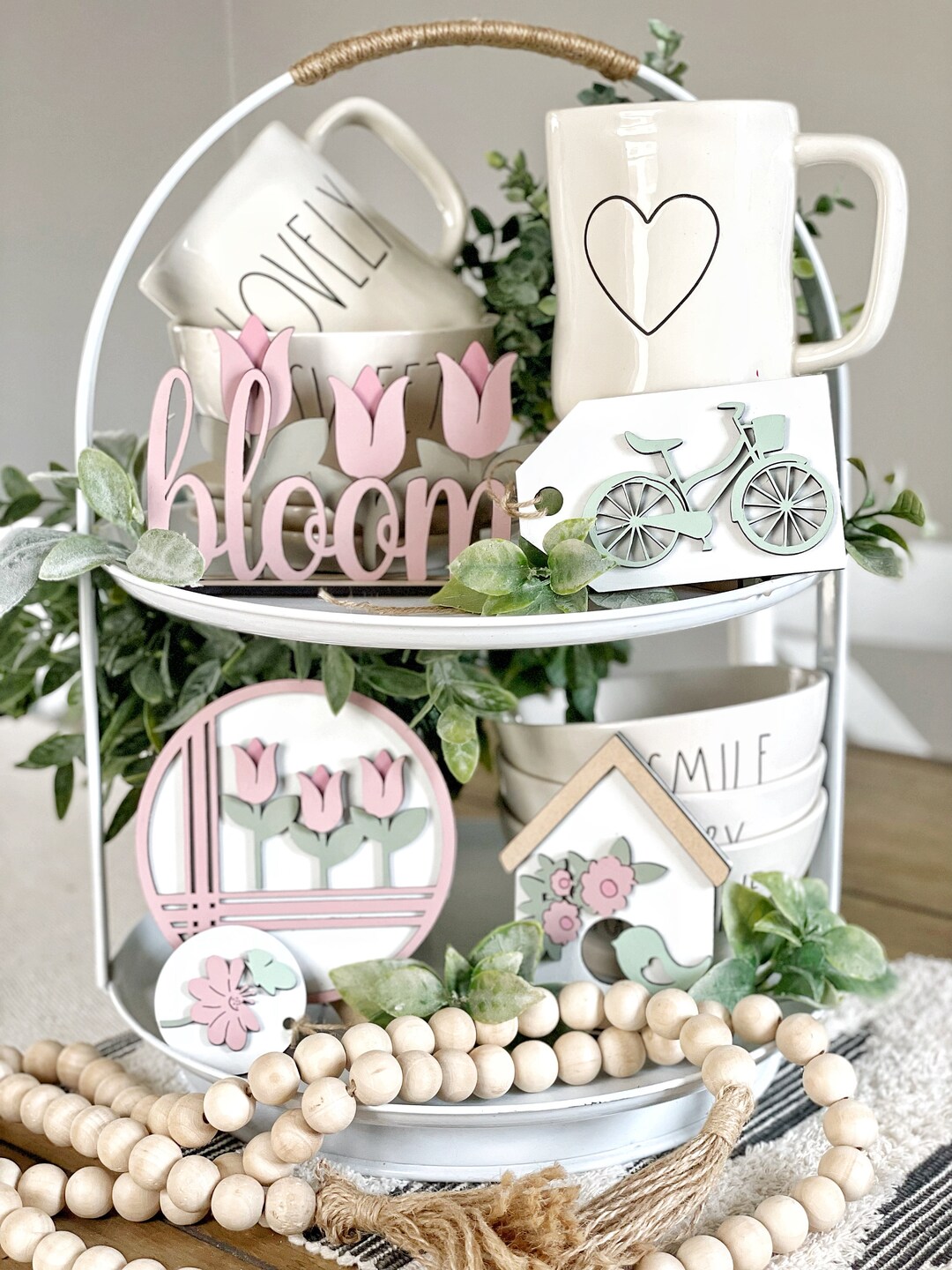 Spring Tiered Tray Bundle, Tiered Tray Bundle, Tiered Tray Decor, Wood ...