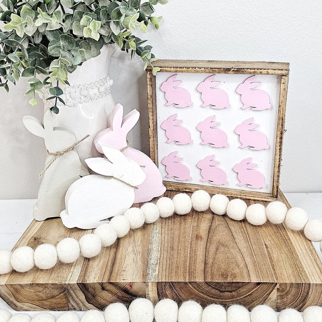 Rustic Wood Bunnies, Wood Bunny Signs, Small Decor, Cute Easter Signs ...
