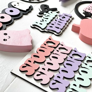 Halloween Signs, Ghost Signs, Coffee Bar, Tiered Tray Signs, Pink ...