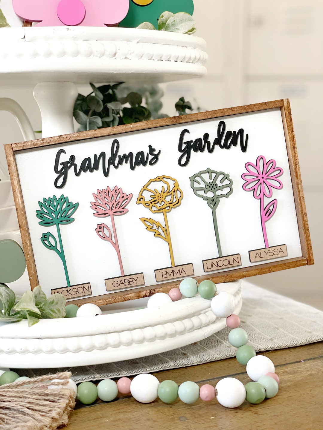 Mother’s Day Gift, Grandma Signs, Birth Flower Signs, Grandchildren ...